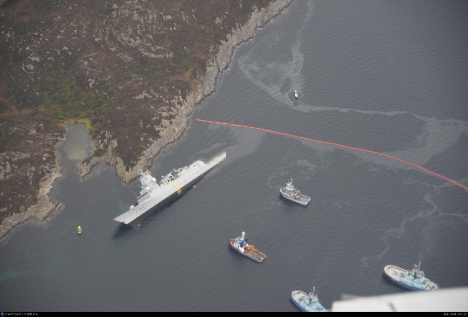 VIDEO: Norwegian Frigate Intentionally Grounded After Collision with ...