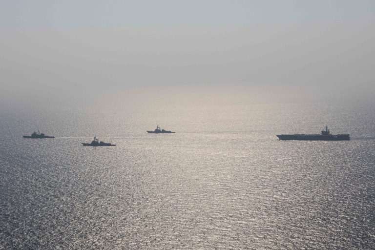 Carrier USS George H. W. Bush in Eastern Mediterranean in Joint U.S ...