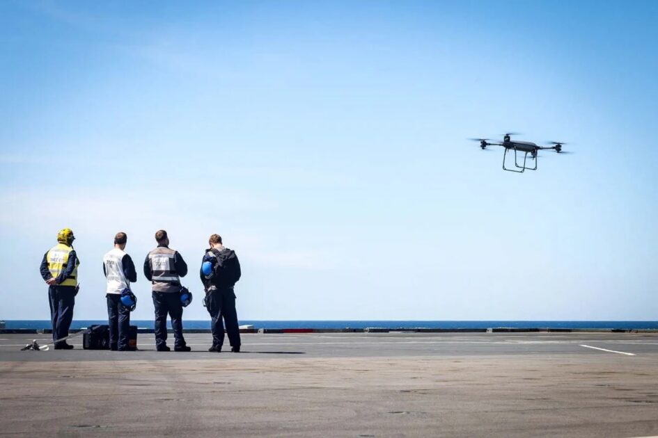 U.K. Carrier Strike Group Practice Drone Cargo Deliveries During ...